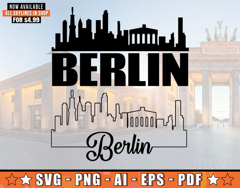 Berlin Skyline SVG With Extra Outline Design Berlin German - Etsy