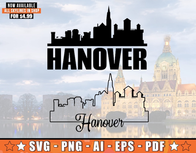 Hanover Skyline SVG With Extra Outline Design | Hanover Germany ...