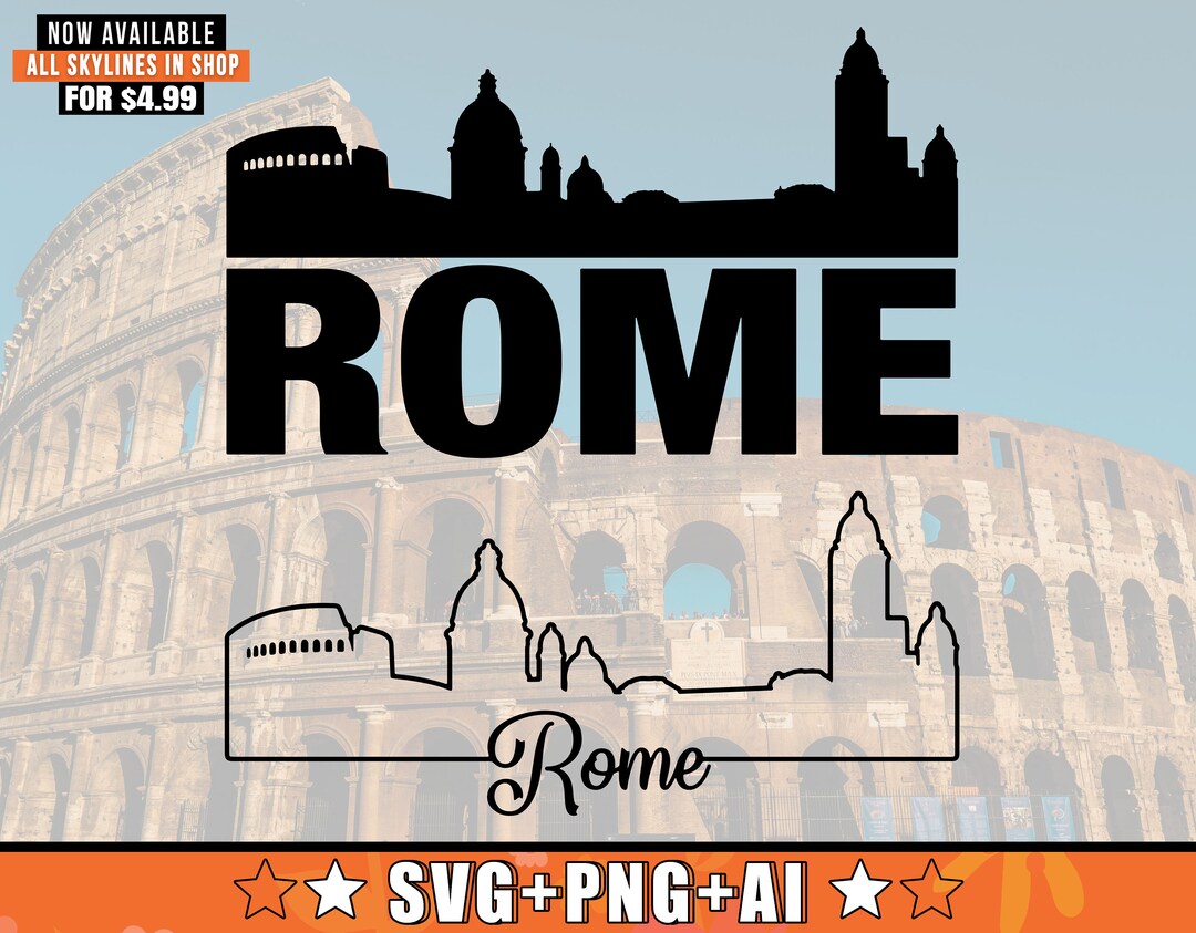 Rome Skyline SVG With Extra Outline Design | Romanian Skyline ...