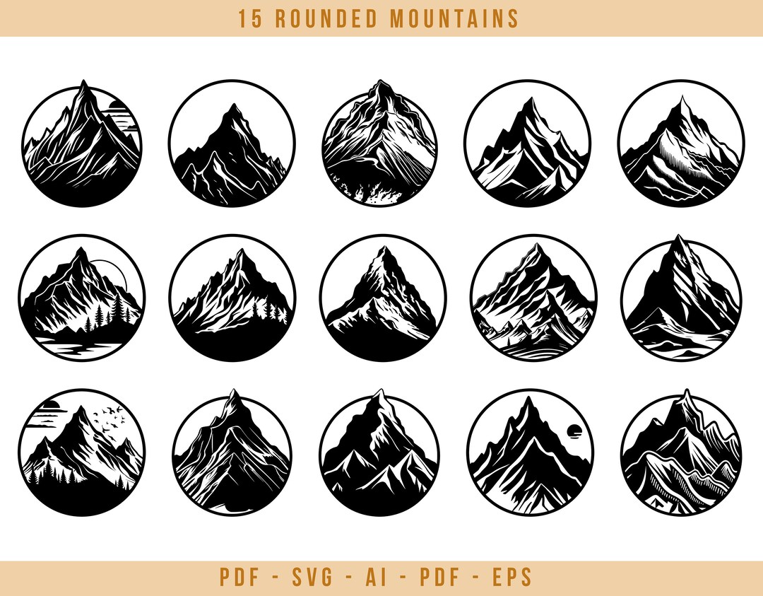Mountains SVG Bundle 15 Rounded Mountains Artworks Digital Files Cricut ...