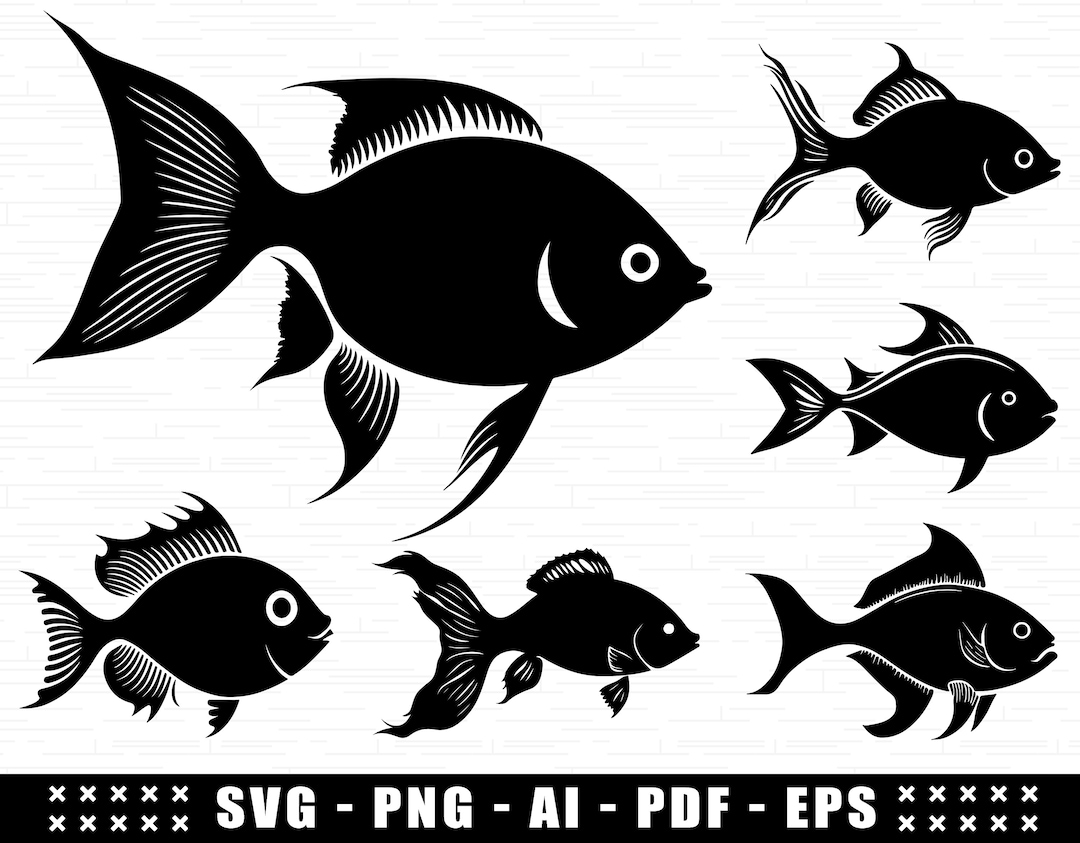 Fish SVG Bundle, Cricut Fish SVG Files, Easy Cut Fish Silhouette, Cute ...