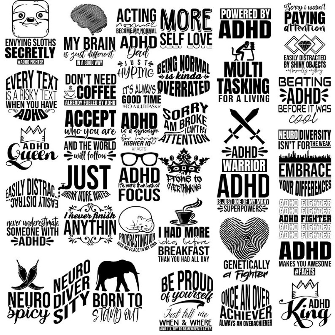 74 ADHD SVG Bundle Biggest ADHD Quotes Bundle in Highest - Etsy Canada