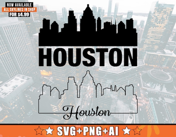 Houston Skyline SVG With Extra Outline Design Houston Texas - Etsy
