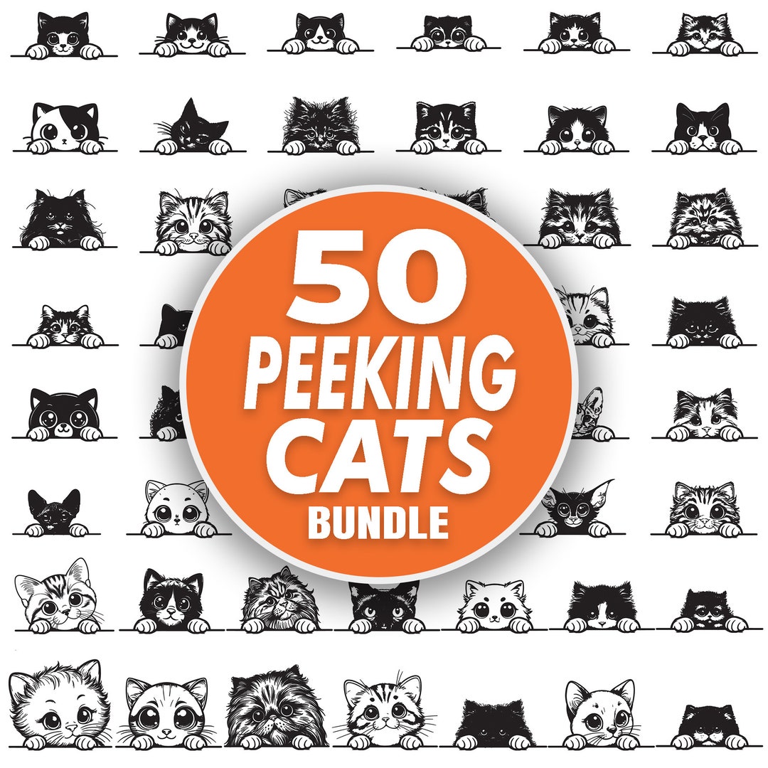 Peeking Cats SVG Bundle | Cute Cat Peeking PNG Bundle | Funny Kittens ...
