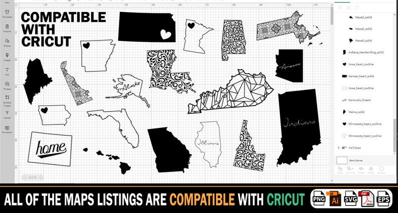 Kentucky State Map SVG Map Bundle Easy Cut Digital File - Etsy