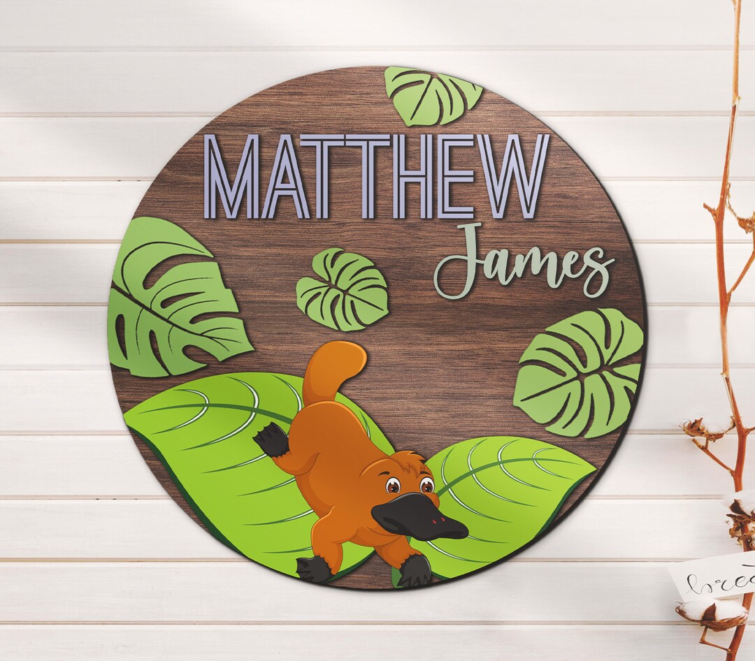 Custom Platypus 3D Wood Nursery Name Sign Personalized Safari Jungle ...