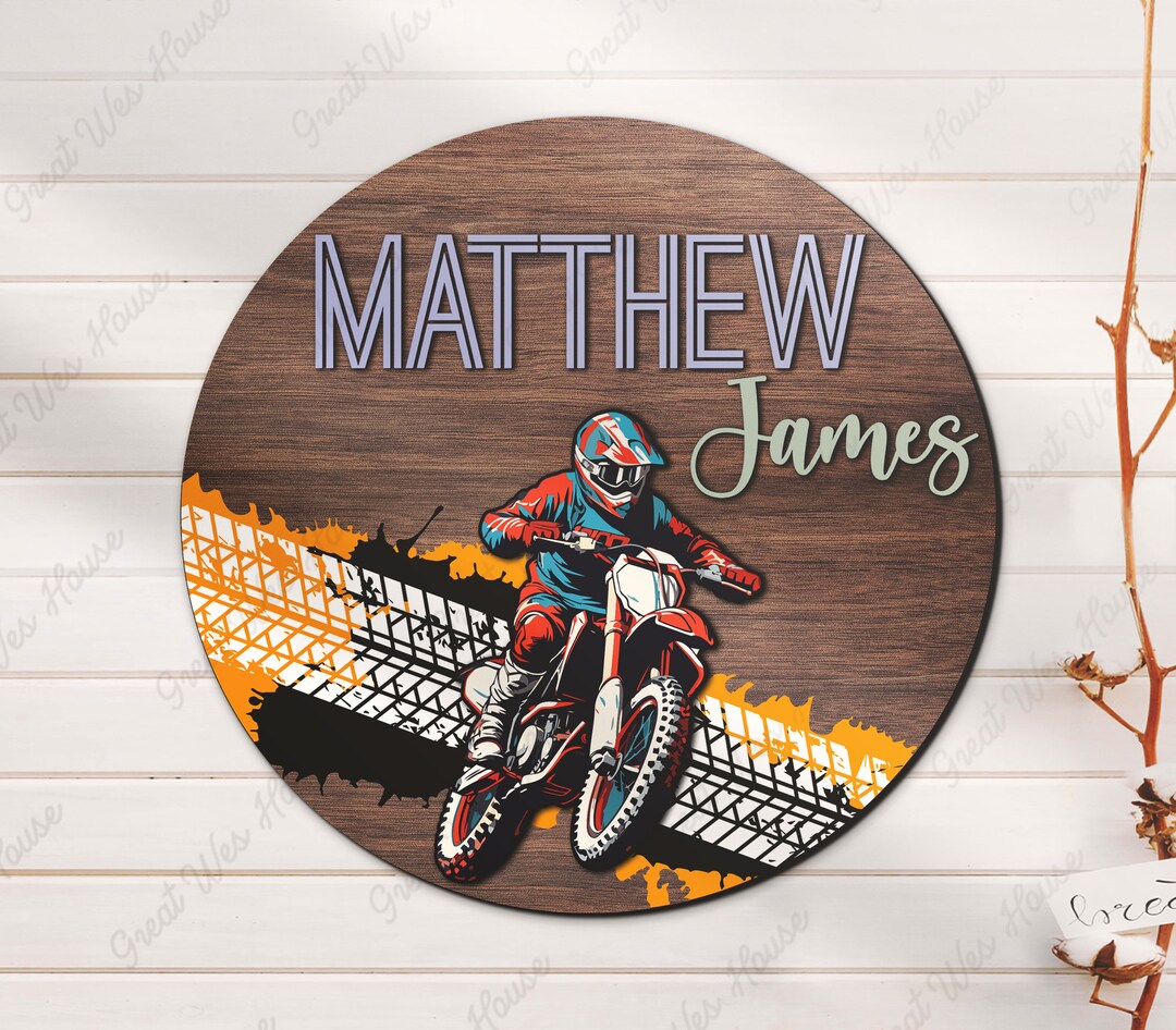 Custom Motocross 3D Wood Extreme Sport Name Sign Personalized Dirt Bike ...