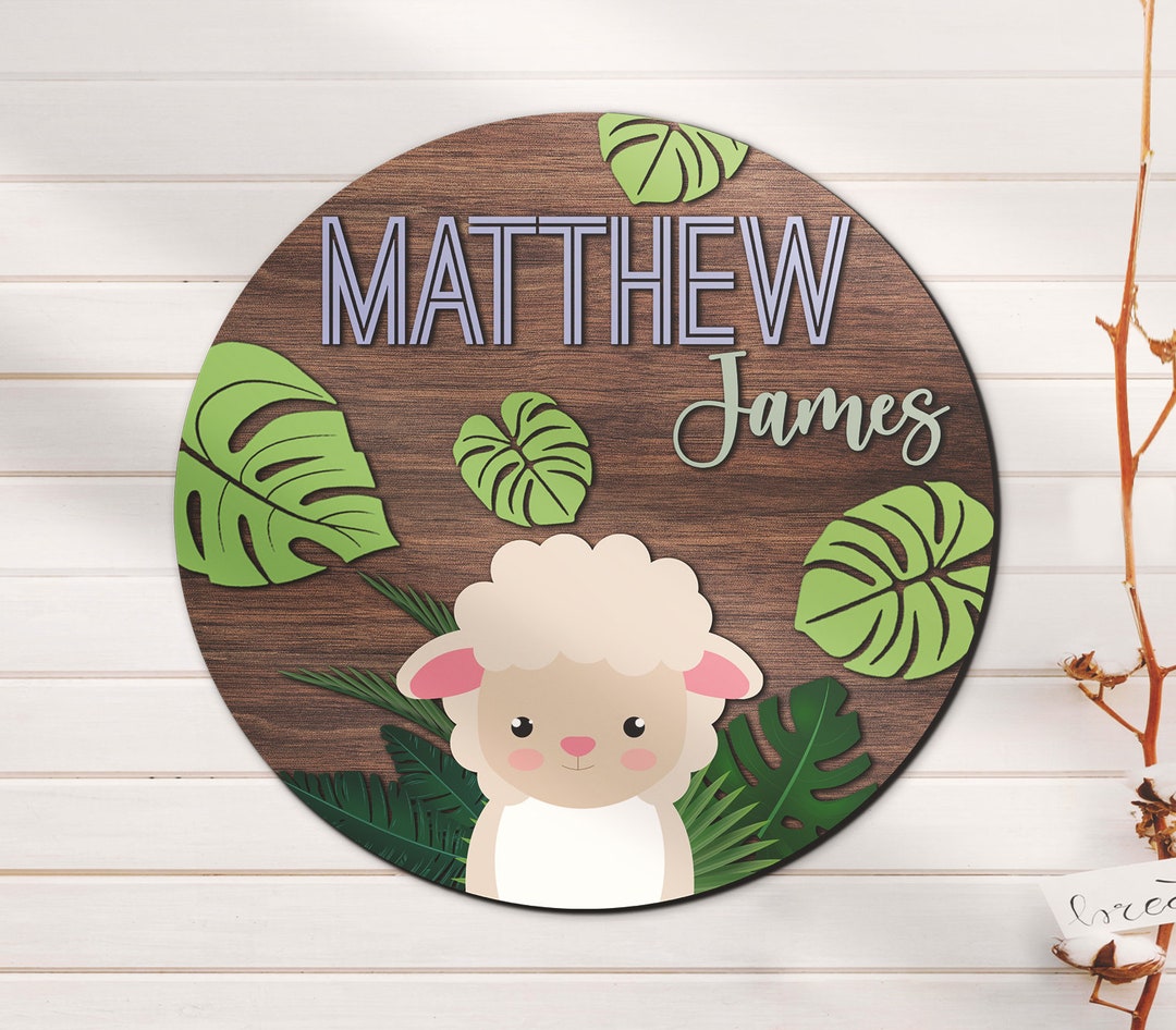 Custom Sheep Animal 3D Wood Nursery Name Sign Personalized Safari ...