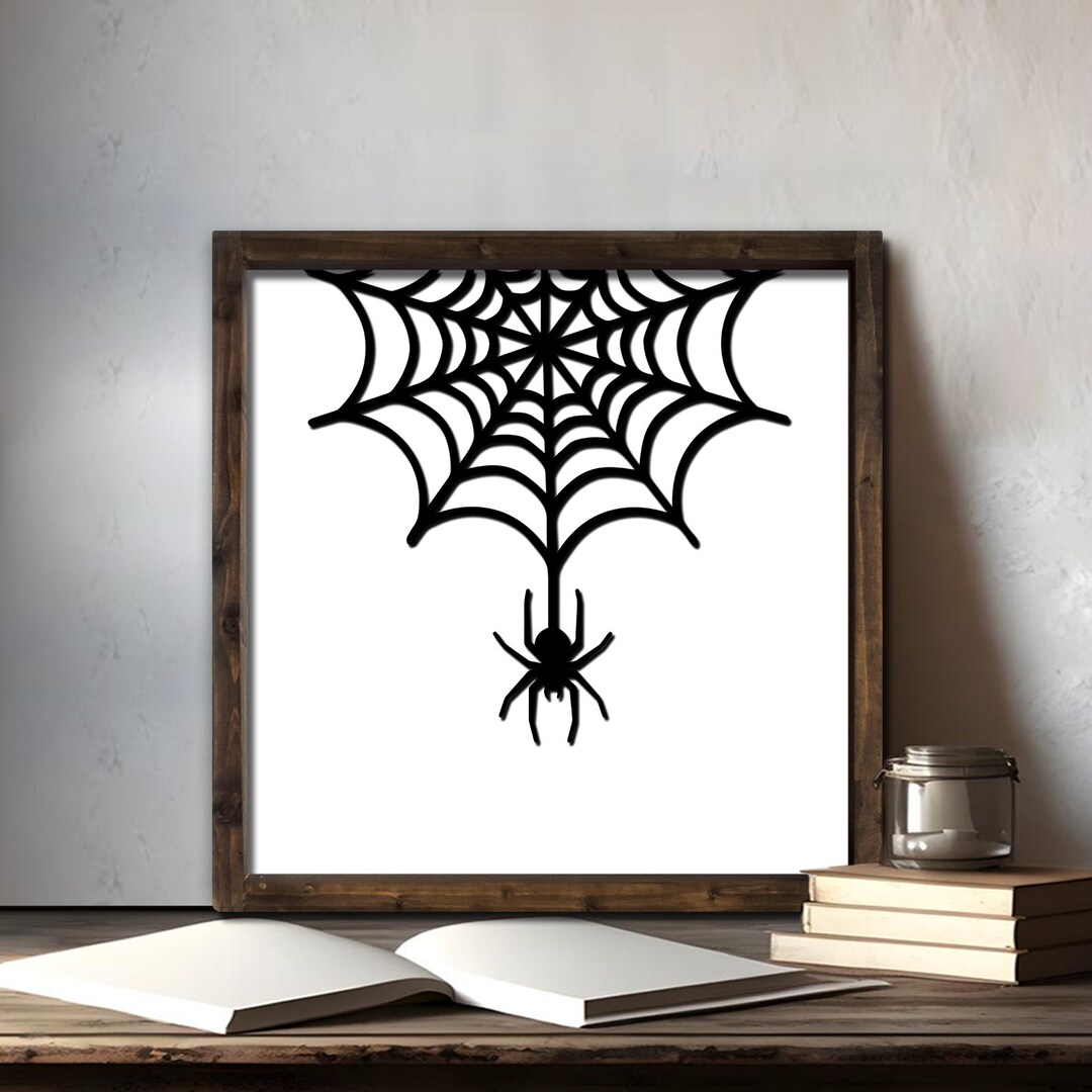 Spider Web Halloween Spooky Wooden Sign Wood Farmhouse Haunted Wall ...