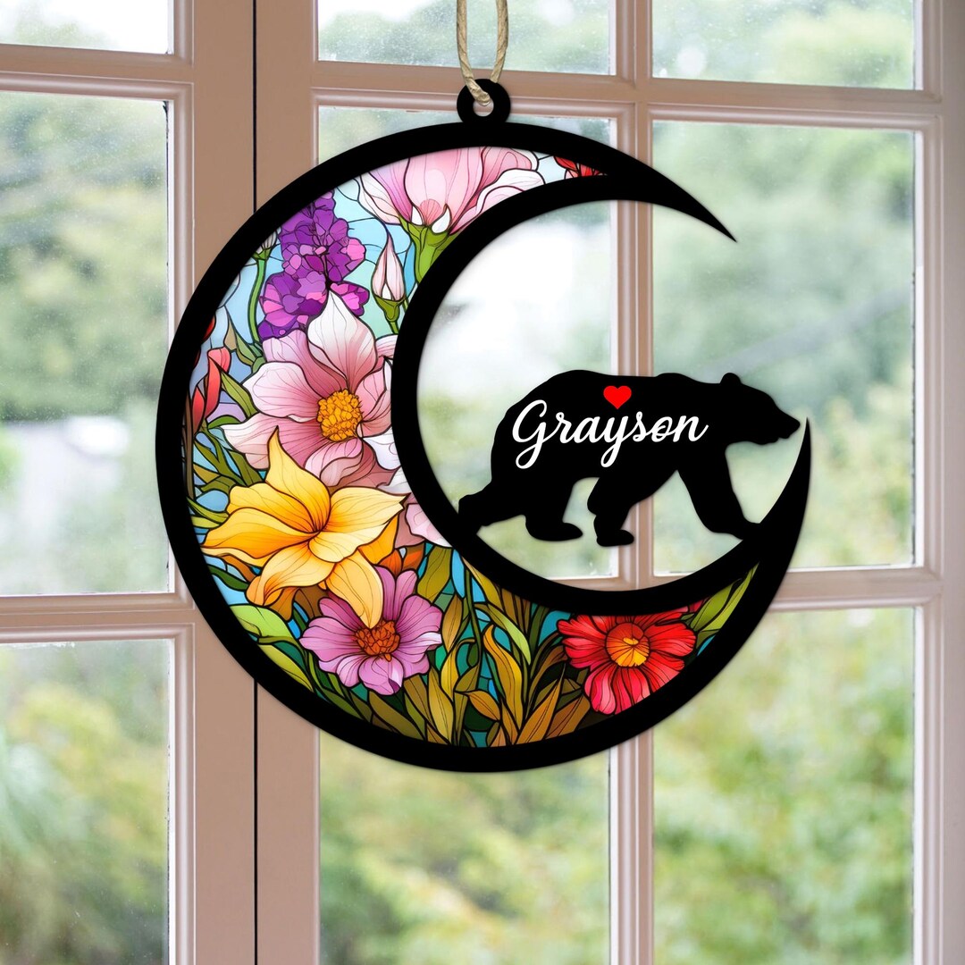 Custom Handmade Name Bear Decor, Marsupial Memorial Suncatcher, Brown ...
