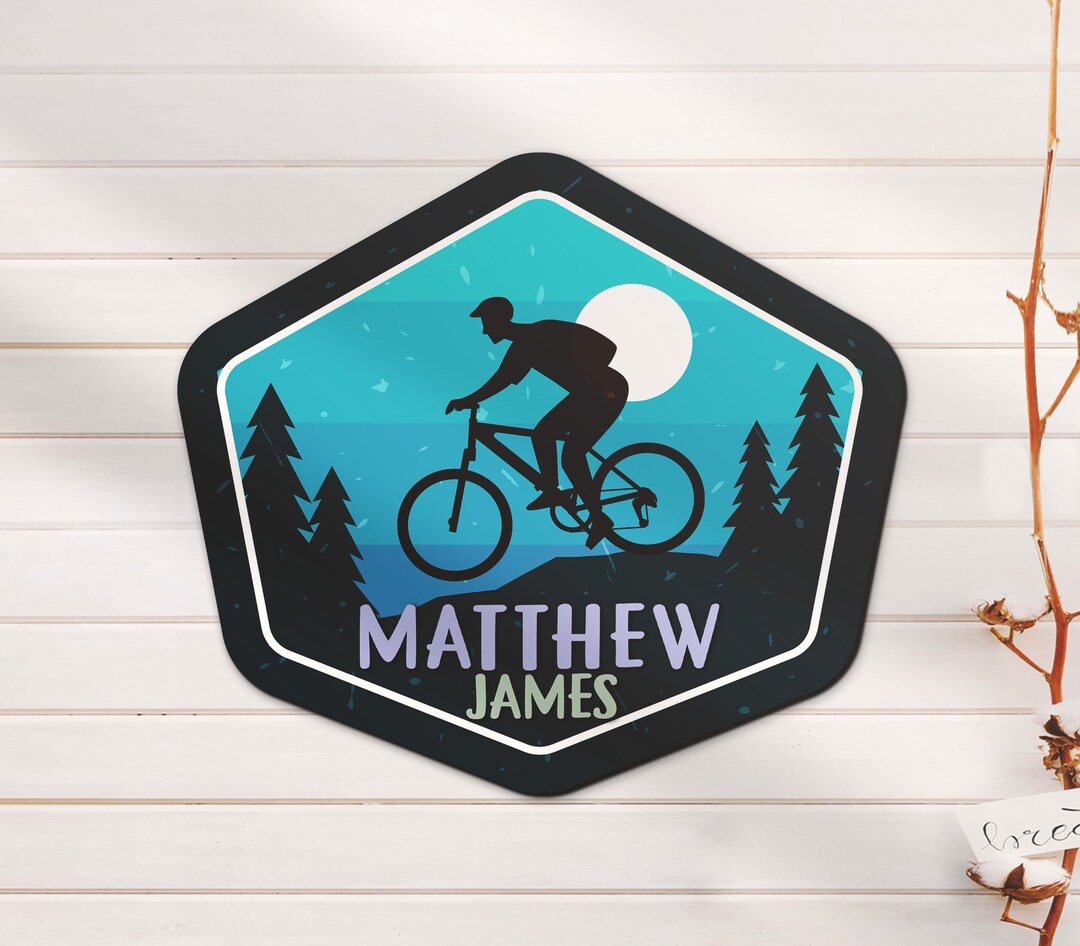 Custom Mountain Biking 3D Wood Nursery Name Sign Personalized Bicycle ...