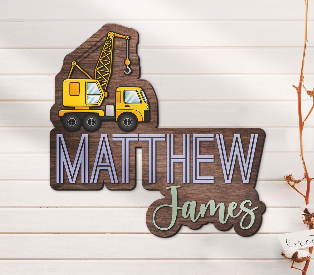 Custom Crane 3D Wood Nursery Name Sign Personalized Wooden Heavy ...