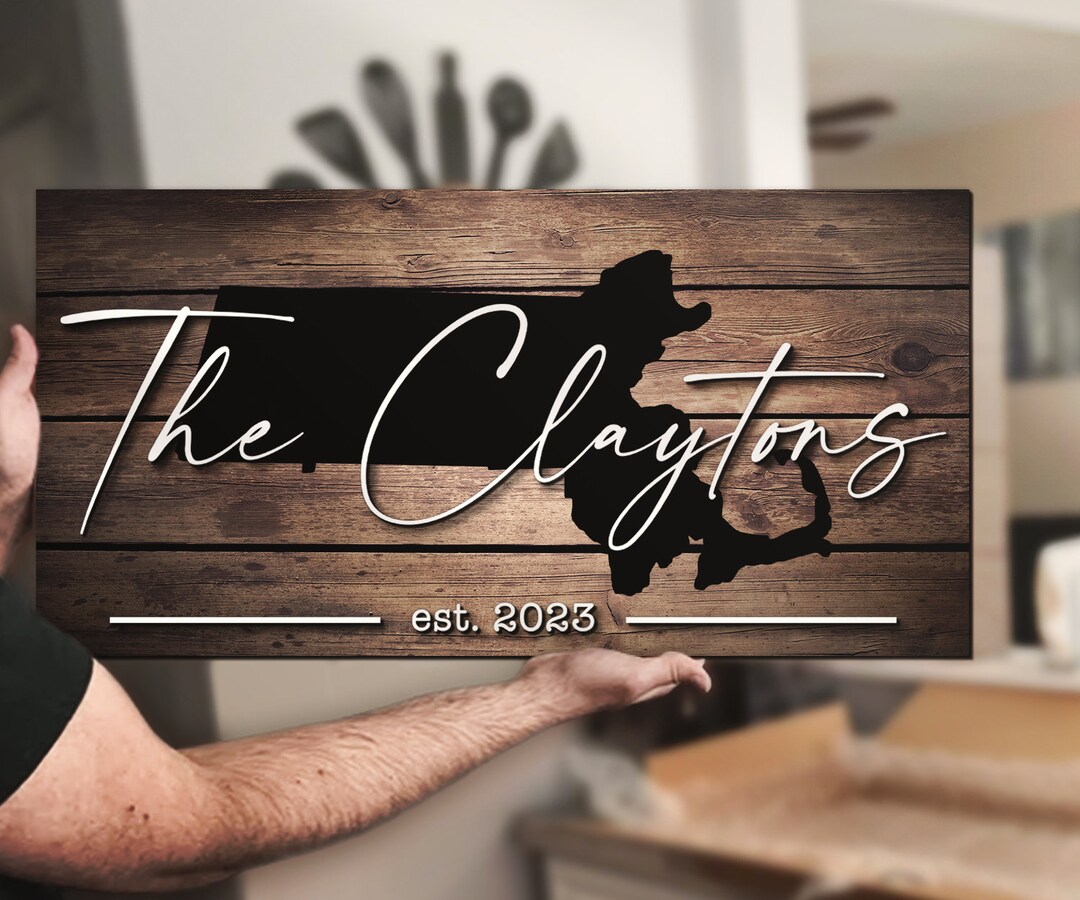 Custom Massachusetts State Home Family Last Name Wood Pallet Sign ...