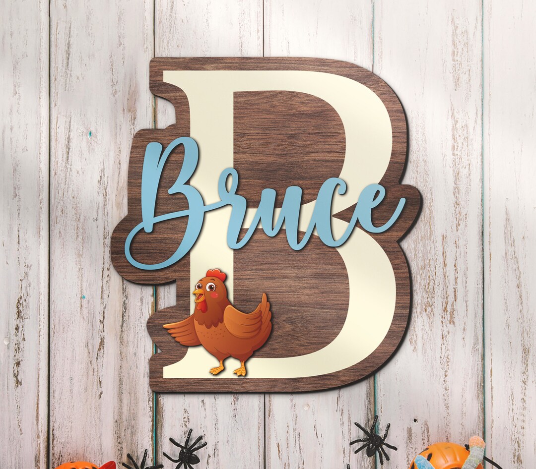 Custom Any Name Letter Chicken Farm 3D Kid Nursery Name Sign ...