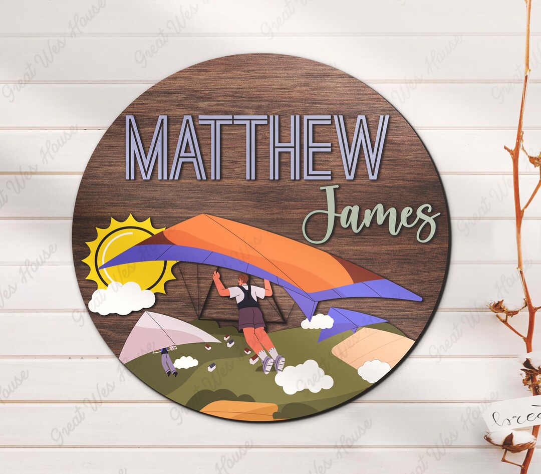 Custom Hang Gliding 3D Wood Name Sign Personalized Hang Glider Wooden ...