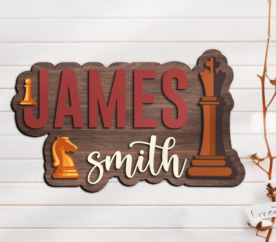 Custom Chess Sport Wood Nursery Name Sign Personalized Chess Player ...