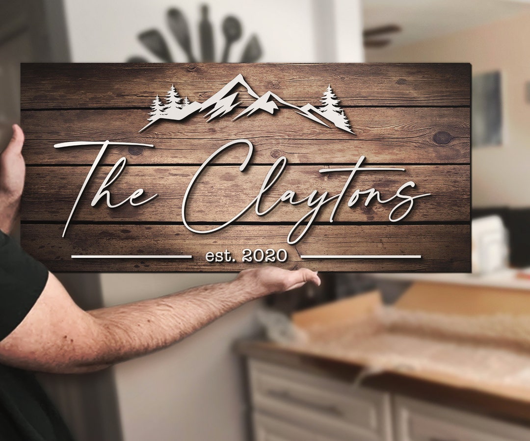 Custom Mountain Family Last Name Wood Pallet Sign Personalized ...