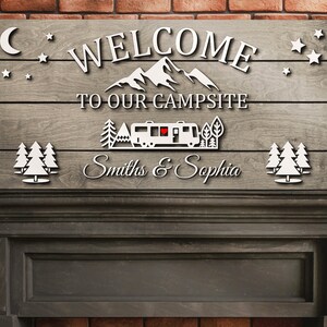 Custom RV Travel Trailer Welcome to Our Campsite Camper Wood 3D Sign ...