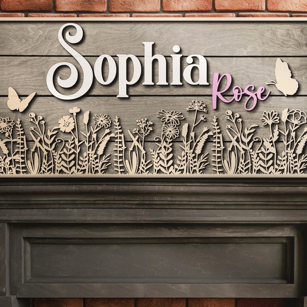 Personalized Wooden Name Flowers Sign - Etsy