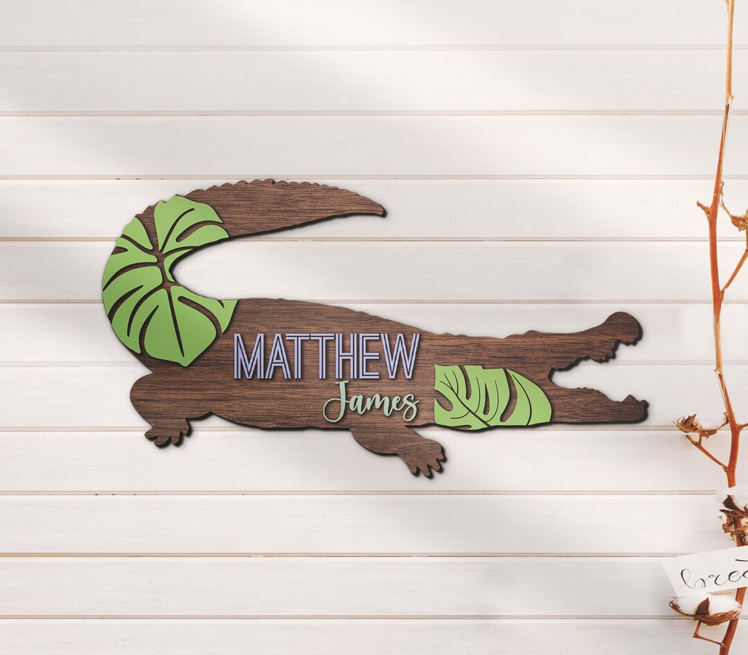 Custom Alligator 3D Kid Wood Nursery Name Sign Personalized Large ...