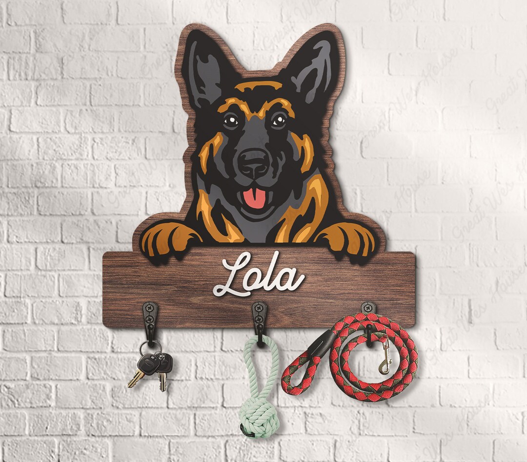 Custom Wooden Shiplap Leash Holder Personalized German Shepherd Leash ...
