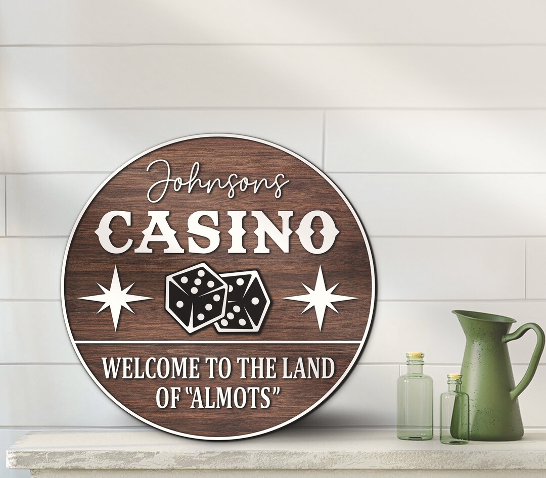 Custom Casino Name Sign Personalized Dice Poker Large Wooden Casino ...