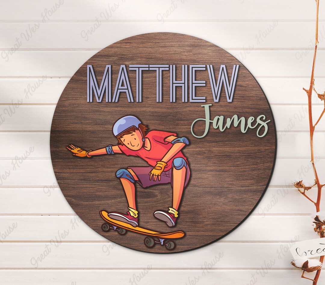 Custom Skateboarding 3D Wood Name Sign Personalized Skateboarder Player ...
