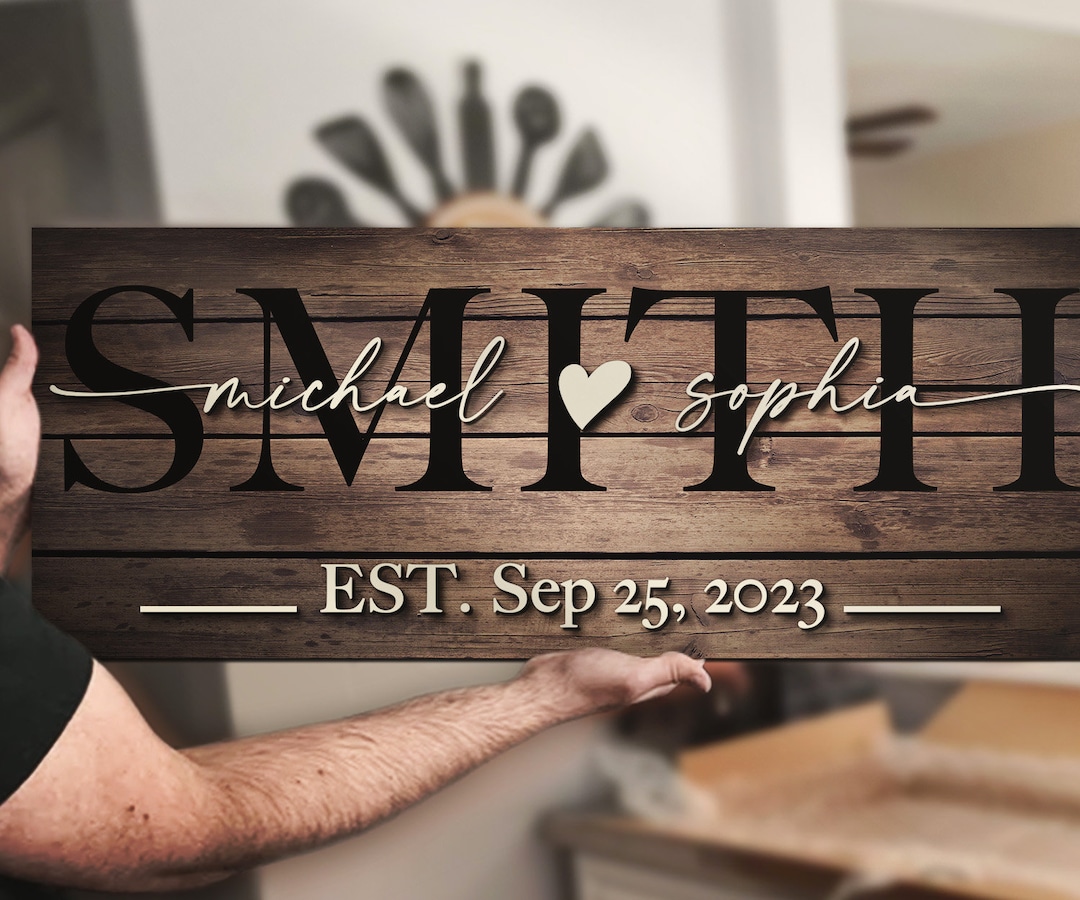 Custom 3D Wood Family Last Name Sign Established Date Personalized ...