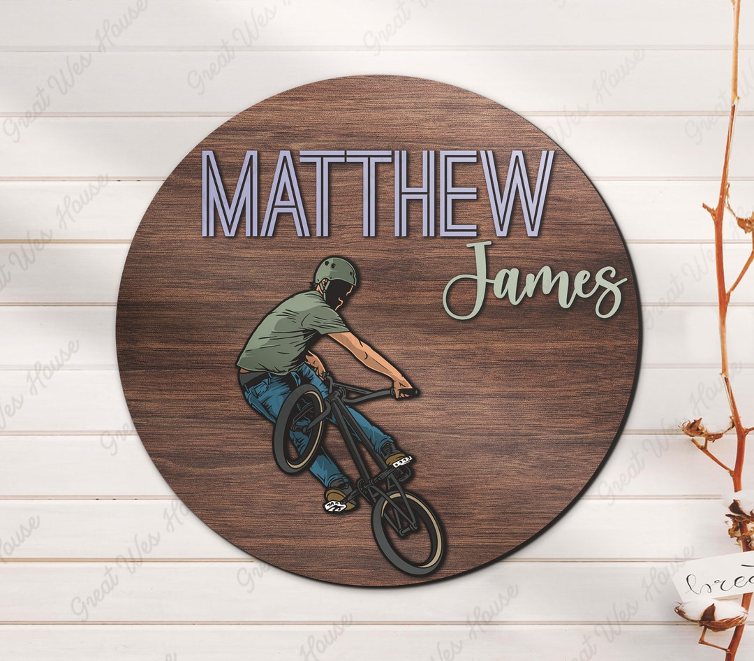 Custom BMX Bike 3D Wood Name Sign Personalized Bicycle Racing Wooden ...