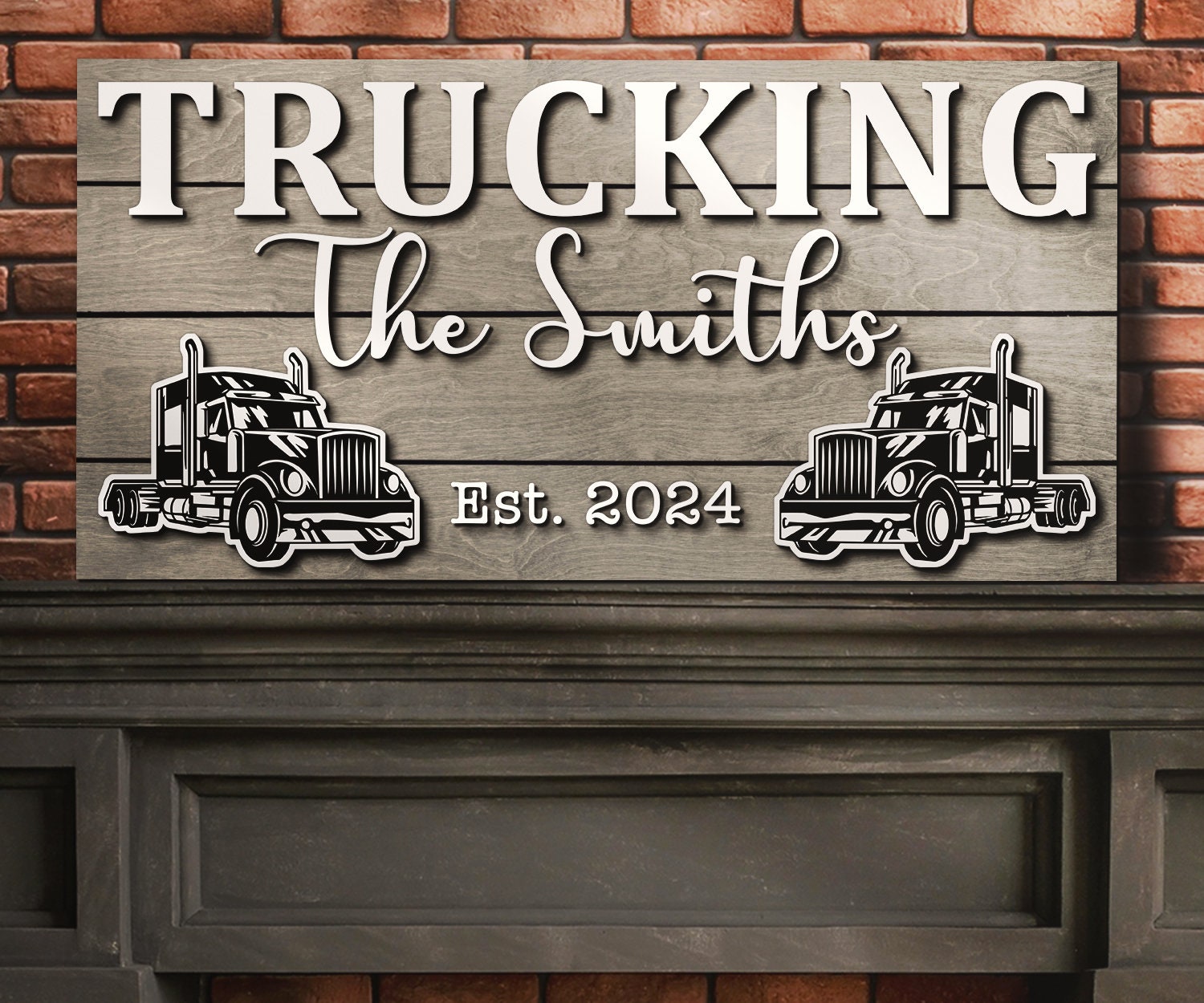 Custom Semi Truck Wood Name Sign Personalized Trucking Trucker Name ...