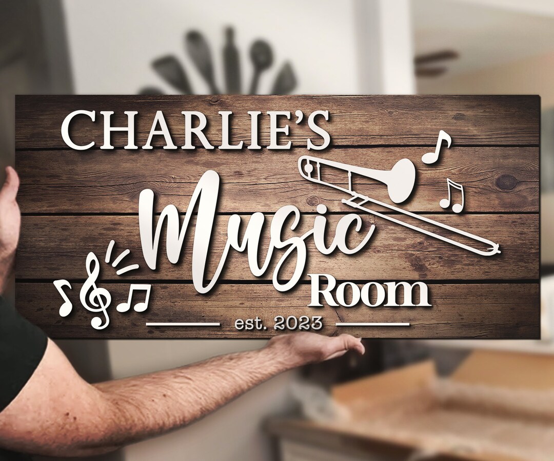 Custom Trombone Player Wood Name Sign Personalized Instrument Jazz ...