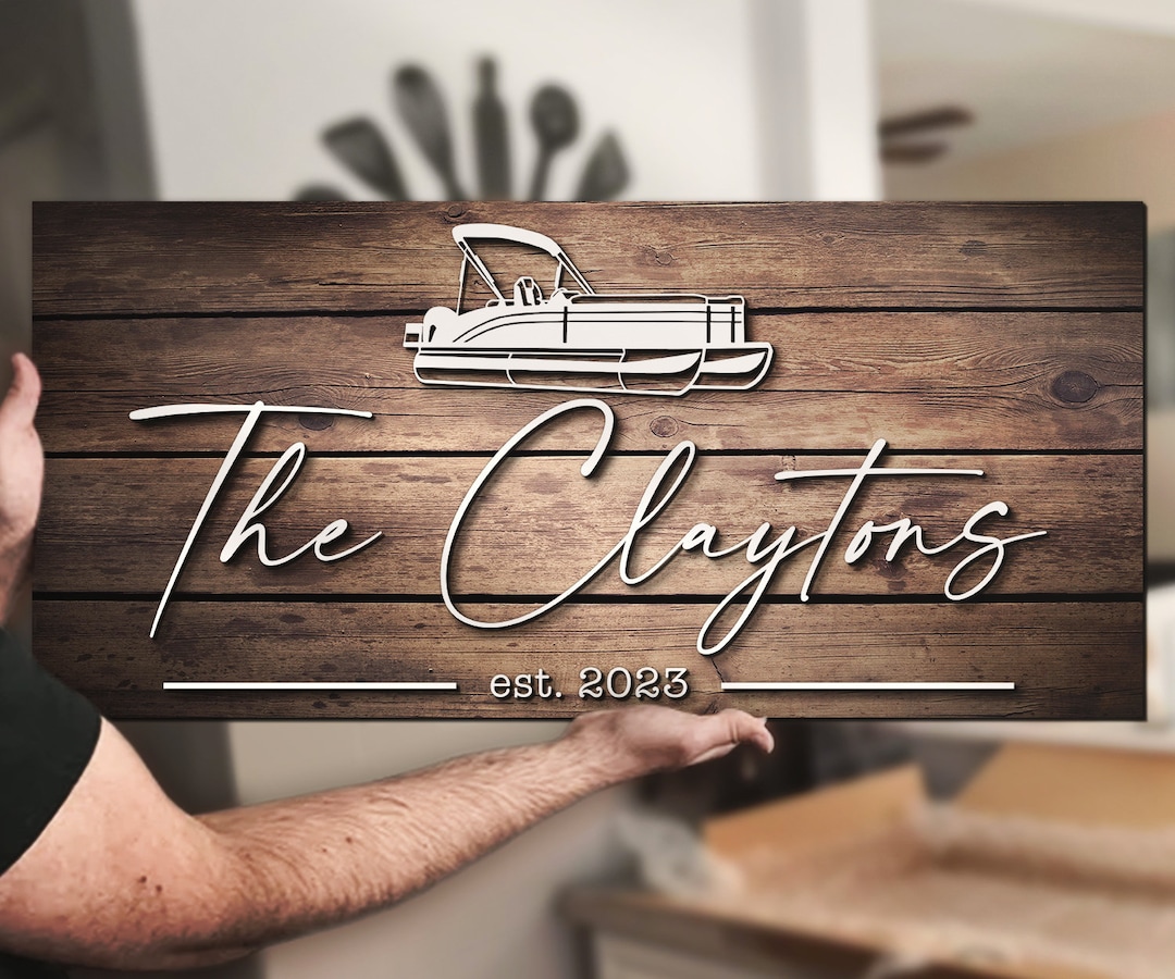Custom Pontoon Boat Wood Name Sign Personalized Boat Lake House Wooden ...