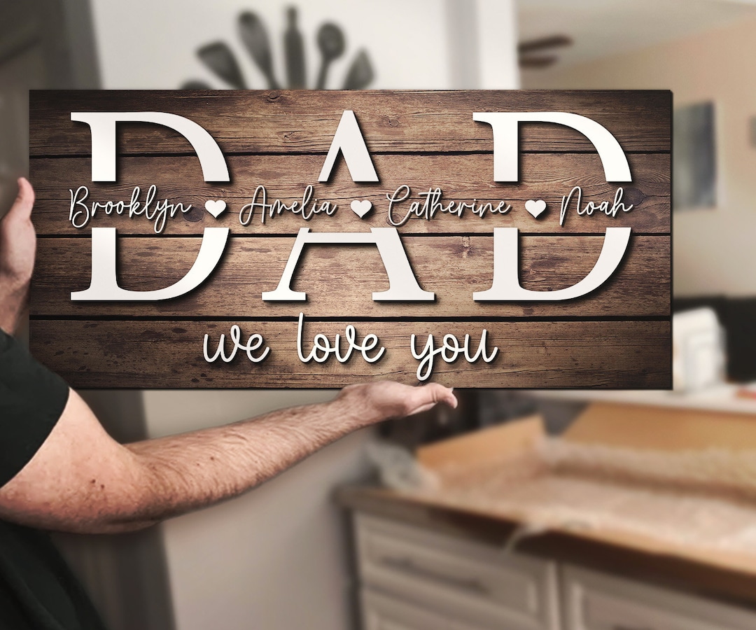 Custom Dad Kids Name Wood Pallet Sign Personalized Woodence Rustic ...