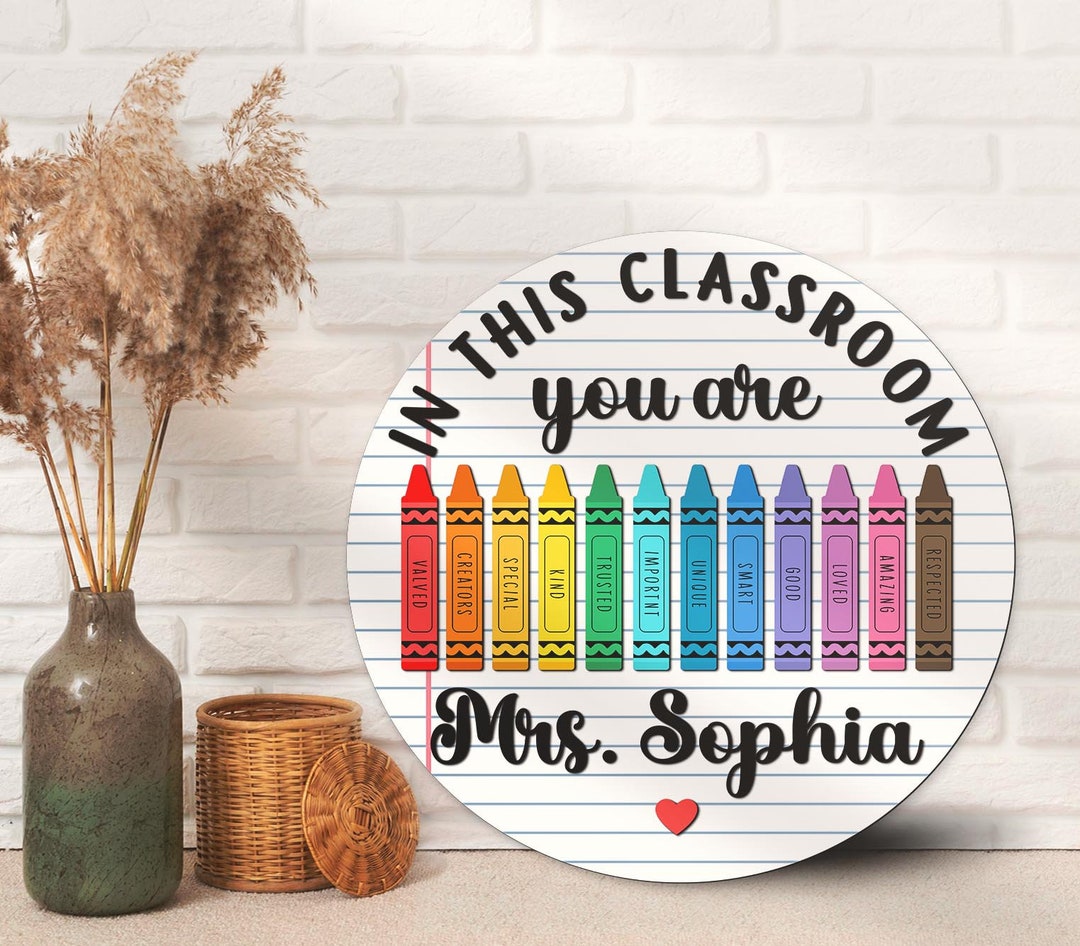 Custom Teacher Wood Sign Personalized Teachers Crayons Nursery Room ...
