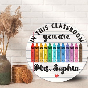 Custom Teacher Wood Sign Personalized Teachers Crayons Nursery Room ...