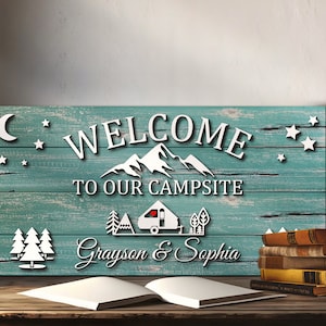 Custom RV Travel Trailer Welcome to Our Campsite Camper Wood 3D Sign ...