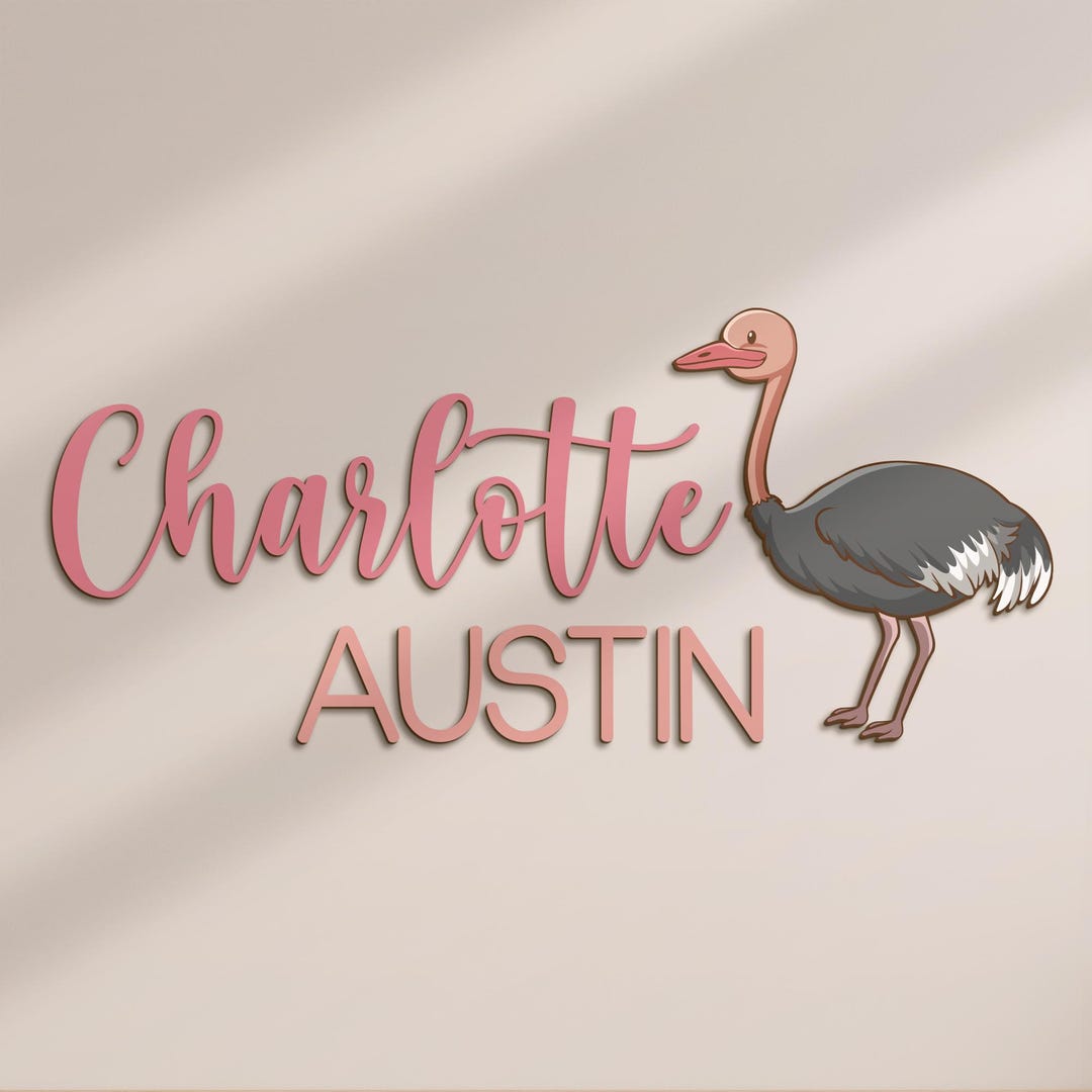 Personalized Ostriches Bird Kid Wooden Nursery Name Sign Custom Bird ...