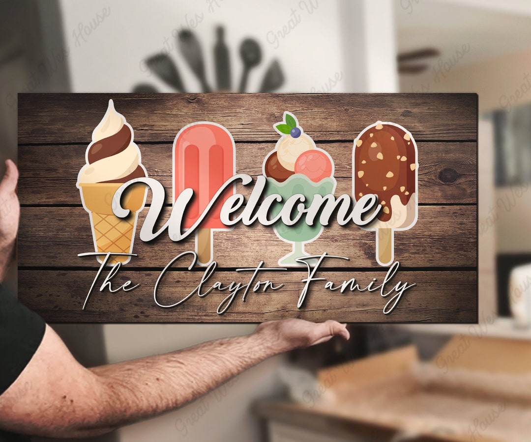 Custom Welcome Popsicle Wood Name Sign Personalized Ice Cream Name Sign ...