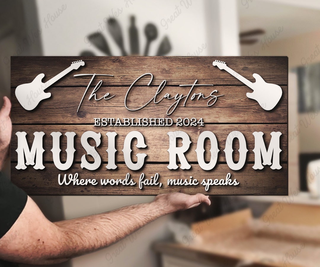 Custom Electric Guitar Music Room Rustic Name Sign Personalized ...