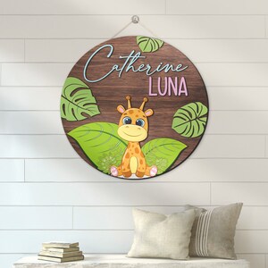 Custom Giraffe Animal 3D Wood Nursery Name Sign Personalized Safari ...