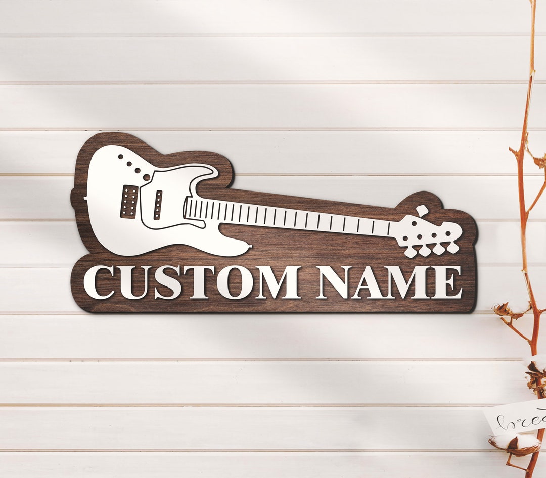 Custom Guitar Bass 3D Wood Nursery Name Sign Personalized Guitarist ...