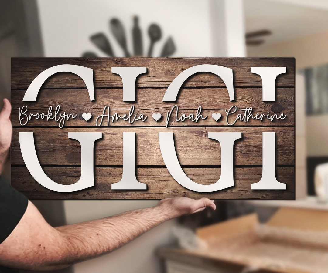 Custom Gigi Mothers Day Kid 3D Name Wood Sign Personalized Mothers Day ...