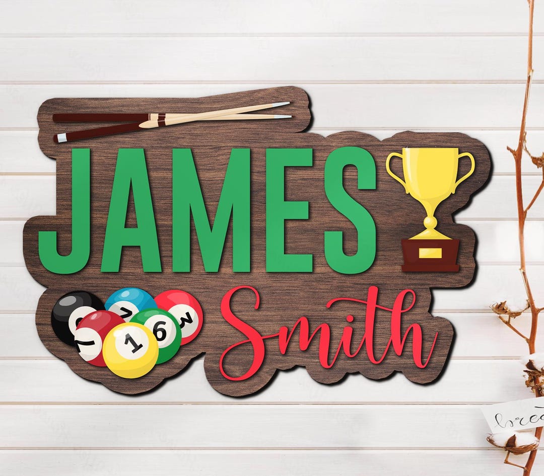 Custom Billiards Pools Wood Nursery Name Sign Personalized Pools Name ...
