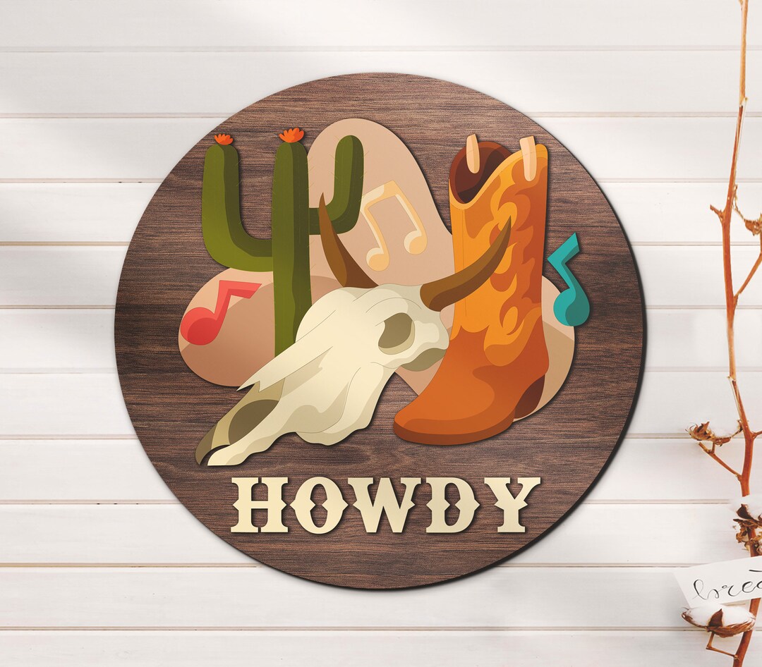 Howdy Western Wood Name Sign Family Ornament Nursery Room Wooden Home ...