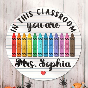 Custom Teacher Wood Sign Personalized Teachers Crayons Nursery Room ...
