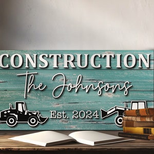 Custom Contruction Wood Name Sign Personalized Construction Heavy ...