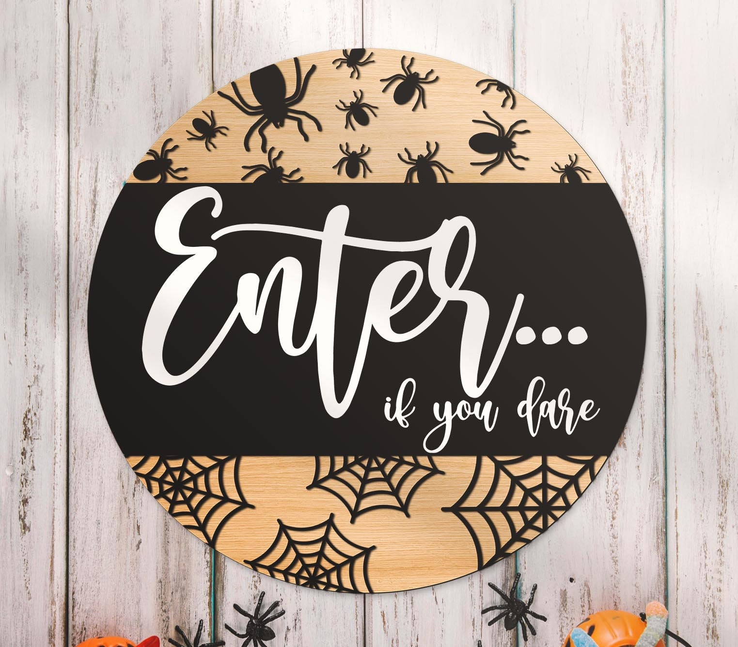 Enter If You Dare Halloween Front Door Hanger Wood Name Sign Nursery ...