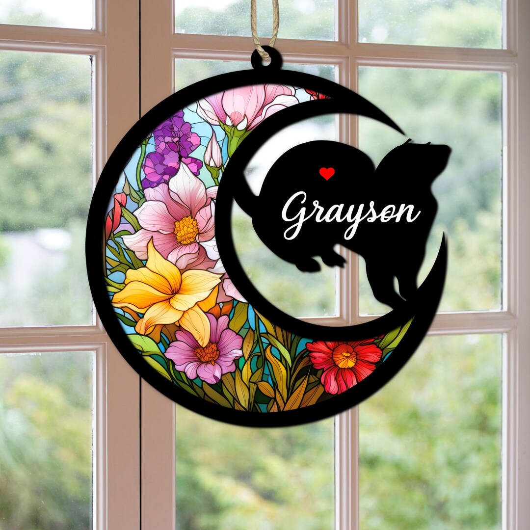 Custom Handmade Name Ferret Decor, Pet Memorial Suncatcher, Loss of ...