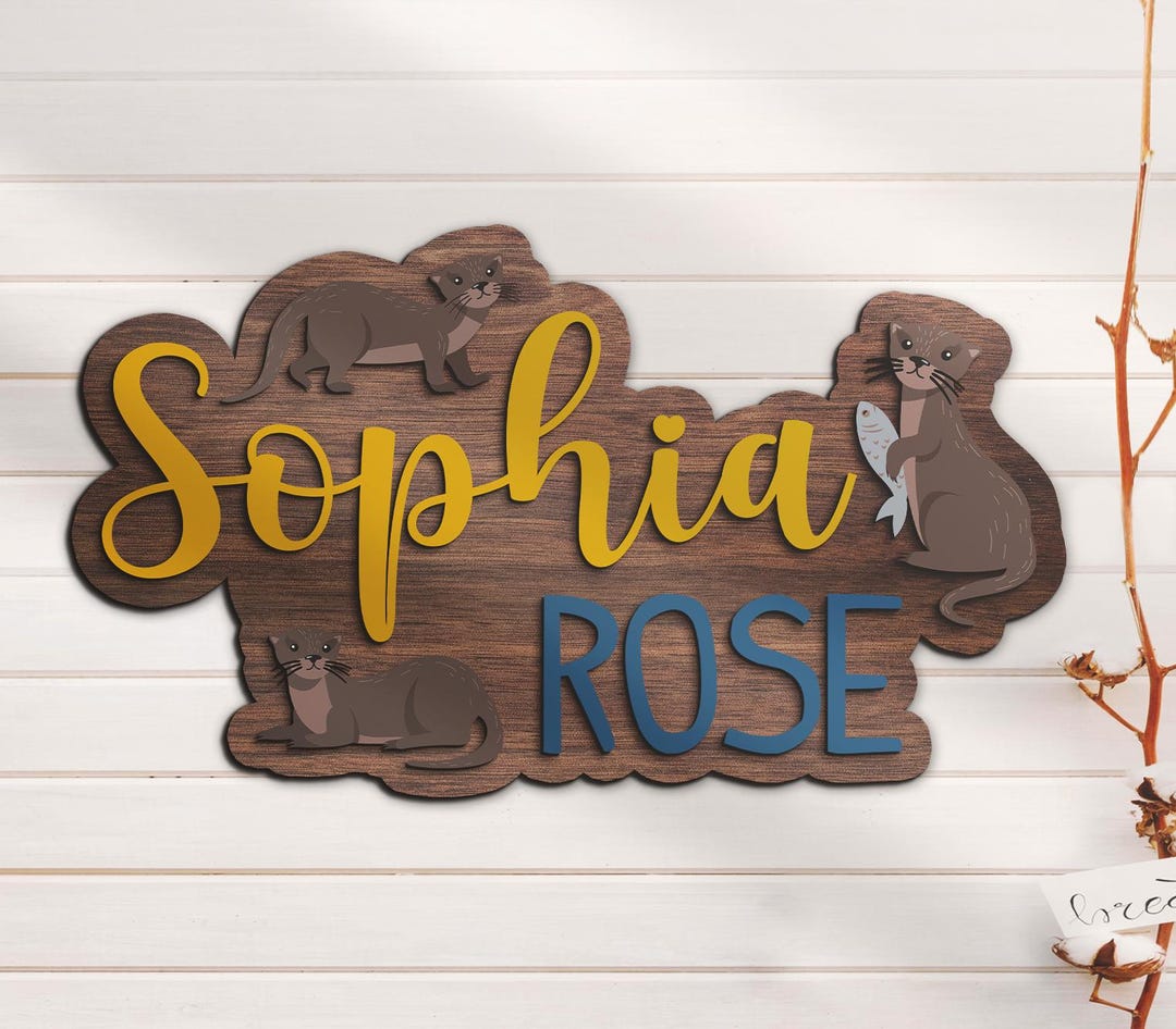 Custom Ferret Animal Cute 3D Wood Nursery Name Sign Personalized Ferret ...