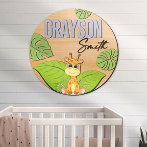Custom Giraffe Animal 3D Wood Nursery Name Sign Personalized Safari ...